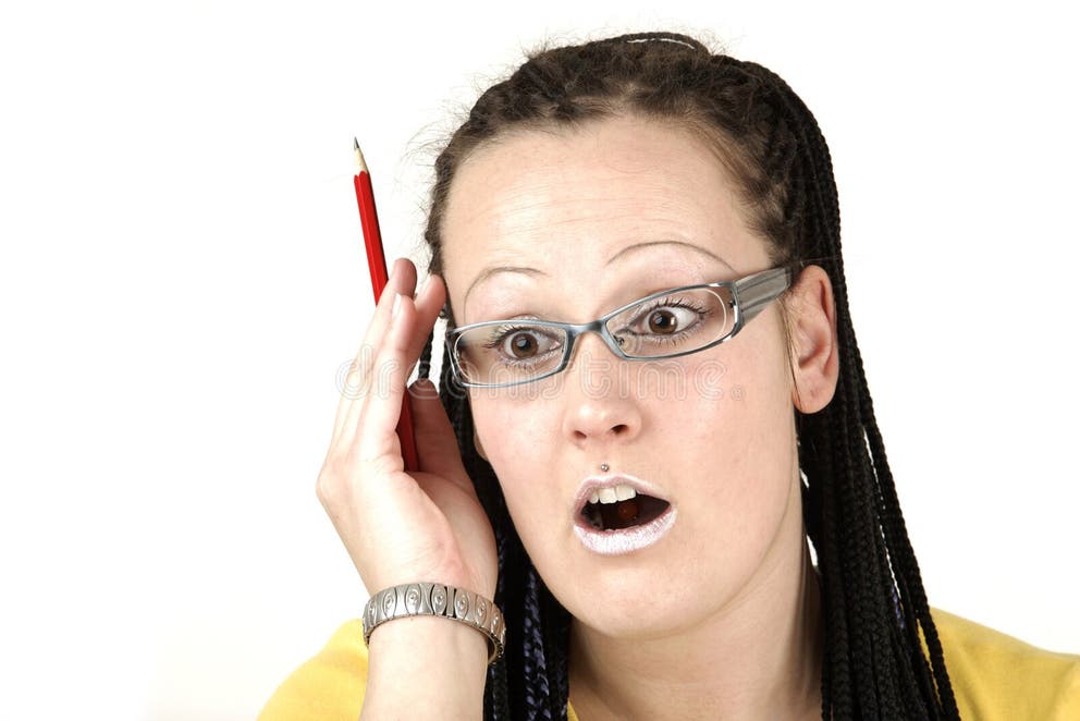 Erinnern stockbild. Bild von geschäftsfrau, schön, bleistift - 7640917