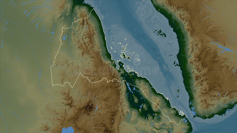 Eritrea outlined. Physical stock illustration. Illustration of land ...