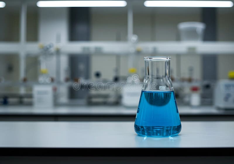 Blue Liquid in Erlenmeyer Flask Stock Illustration - Illustration of ...