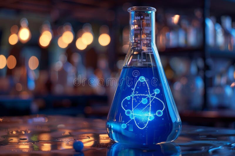 Blue Liquid Erlenmeyer Flask Modern Laboratory Setting Stock Photos ...