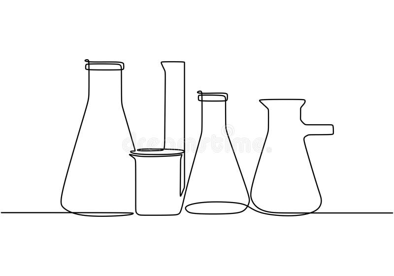 Erlenmeyer Flask in Continuous Line Drawing. Science Education Concept ...