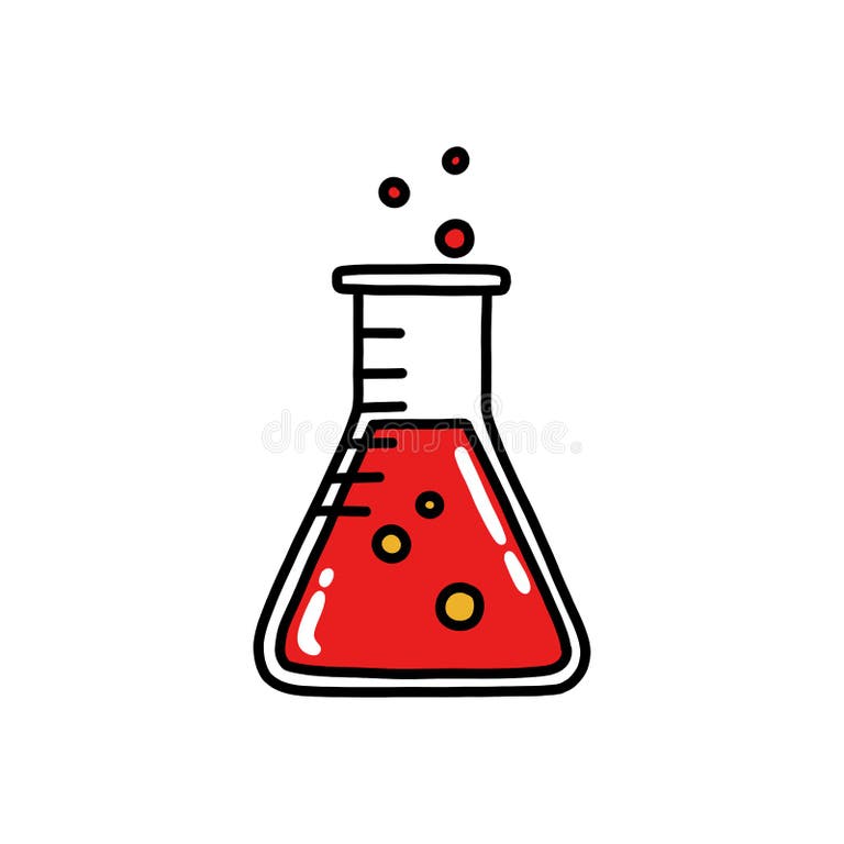 Erlenmeyer Flask Doodle Icon, Vector Color Line Illustration Stock ...