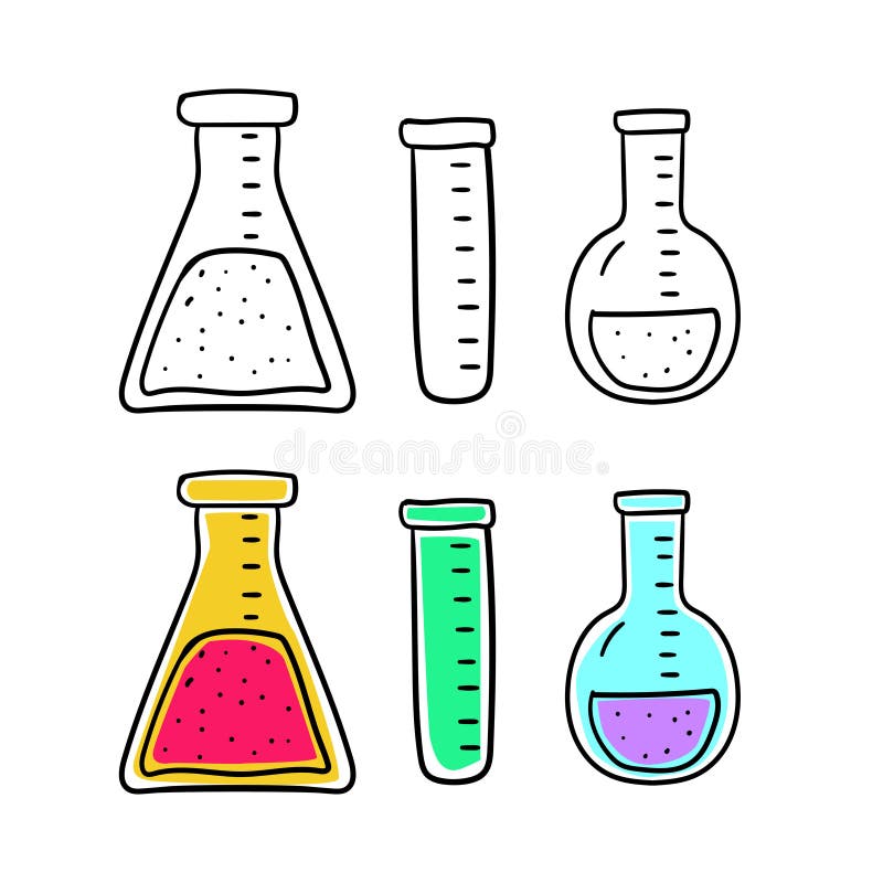 Erlenmeyer Flask Doodle Vector Isolated on White Stock Vector ...