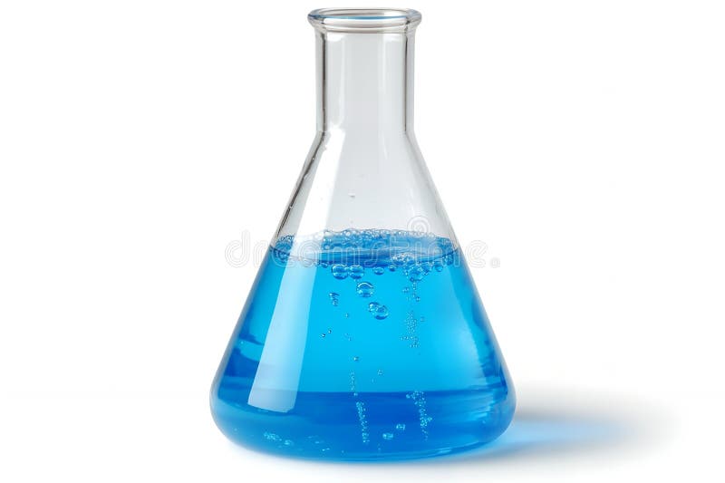 Erlenmeyer Flask Filled with Blue Liquid Bubbles Science Experiment ...