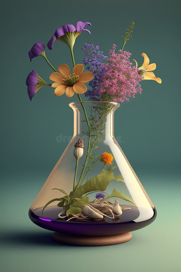Erlenmeyer Flask with Flowers in it Created Using Generative AI ...