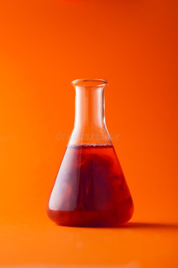 Orange Liquid In Erlenmeyer Flask Stock Image - Image of orange ...