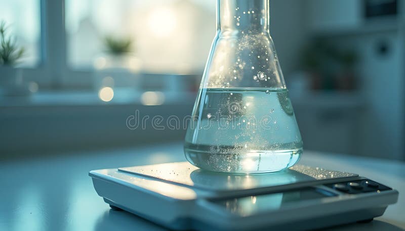 Erlenmeyer Flask on Scale stock illustration. Illustration of analysis ...