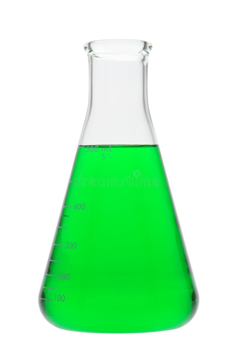 428 Green Liquid Erlenmeyer Flask Scientific Research Laboratory Stock ...
