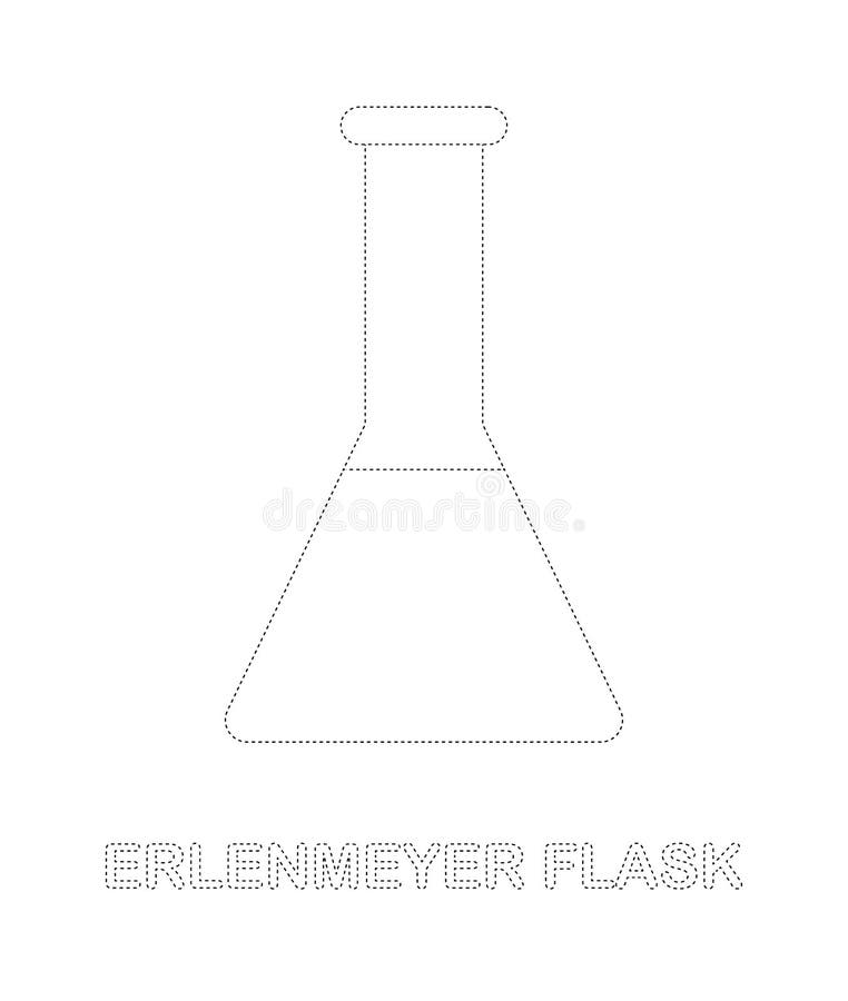 Erlenmeyer Flask Tracing Worksheet for Kids Stock Vector - Illustration ...