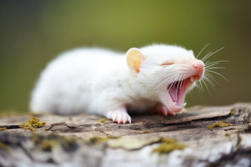 Ermine Yawning with Open Mouth Stock Image - Image of wildlife, cute ...