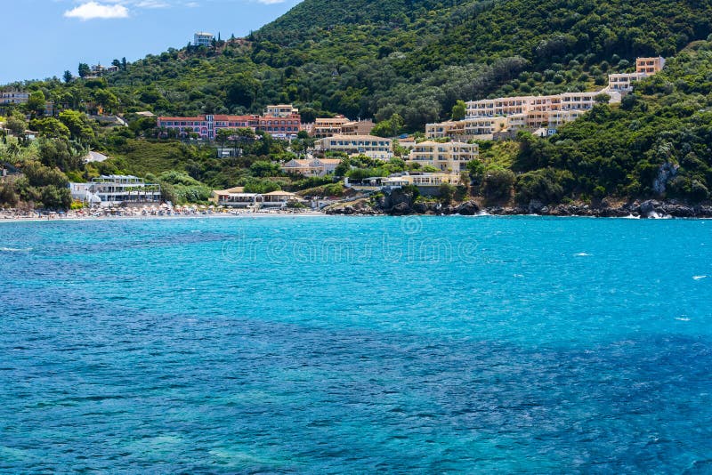 Ermones beach stock image. Image of corfu, ocean, rocks - 65307793