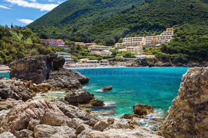Ermones beach stock photo. Image of kerkyra, cliff, nature - 65307984