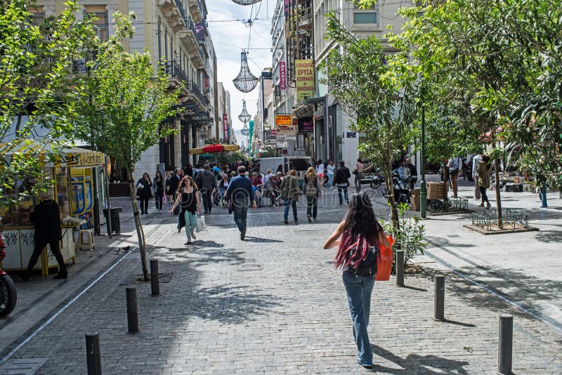 Ermou street in Athens editorial image. Image of greece - 76784365