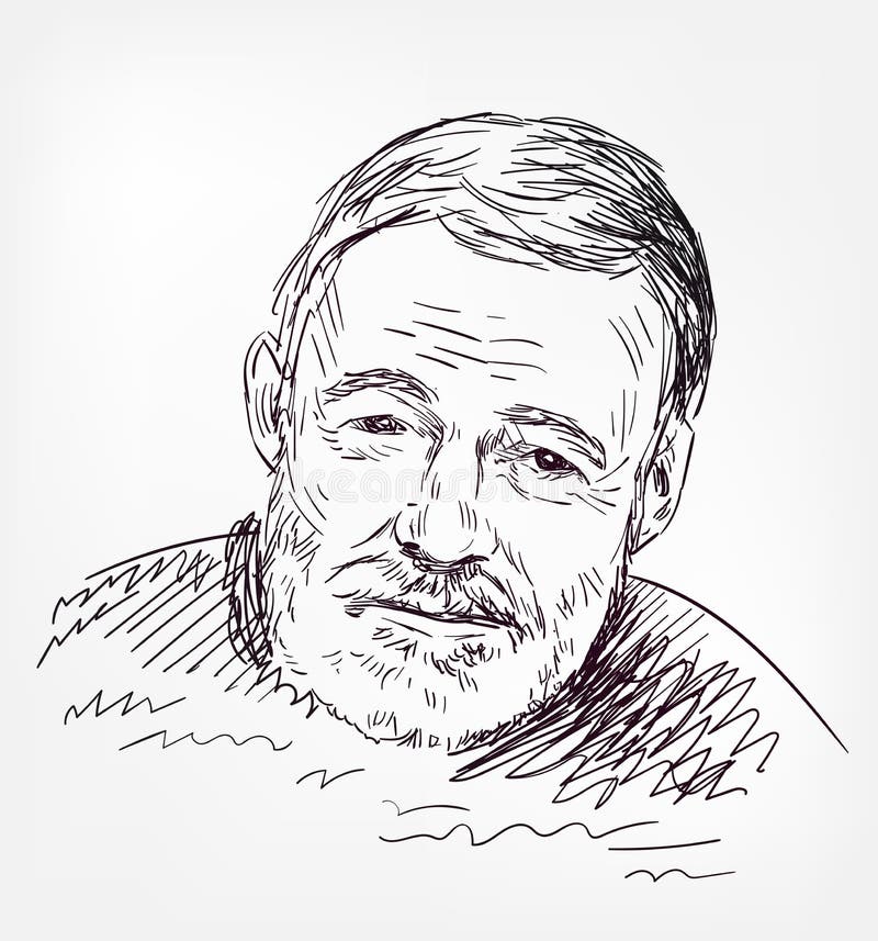 Ernest Miller Hemingway Vector Sketch Portrait Editorial Photo ...