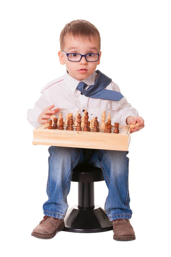 Ernstes Kind, Das Schach Spielt Stockbild - Bild von lernen ...