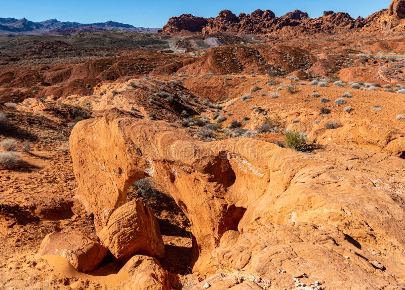 The Eroded Aztec Sandstone Formation of Arrowhead Arch Stock Image ...