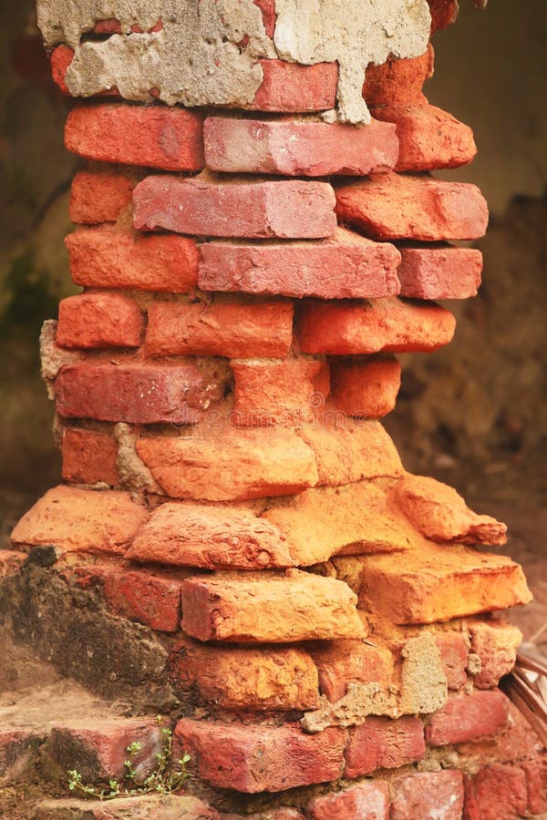 Eroded brick structure stock image. Image of pattern - 216593209