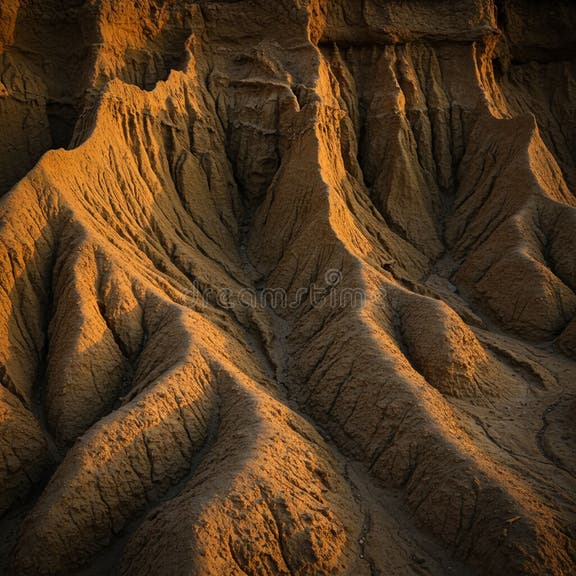 Eroded Clay Formations with Rugged Textures Create Sharp Ridges and ...