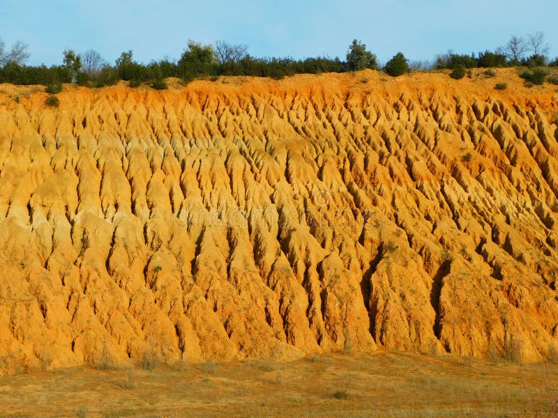 Red Eroded Clay Mountain in Arid Zone Stock Photo - Image of soil, zone ...