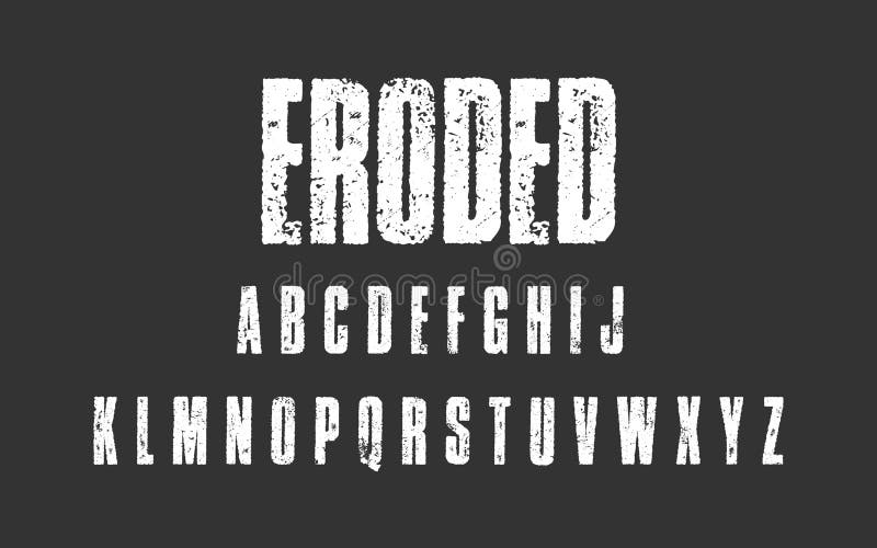 Eroded Grunge Font Alphabet Vector, Textured Eroded Font for Headlines Stock Vector ...