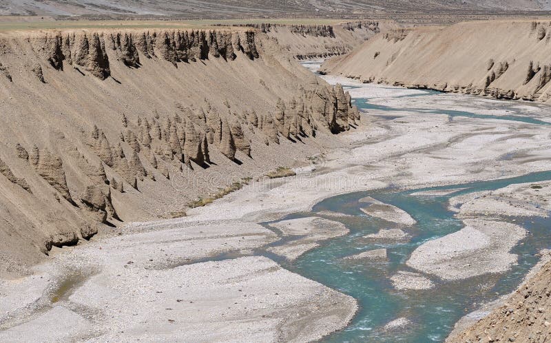 Eroded Landscape with River 2 Stock Photo - Image of himalaya, rocks ...
