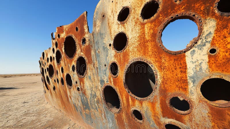 Eroded Metal Art Abstract Rust Textures with Perforations in Arid ...