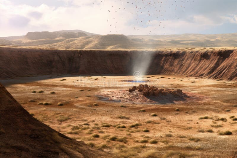 Eroded Meteor Impact Crater Over Time Stock Illustration - Illustration ...