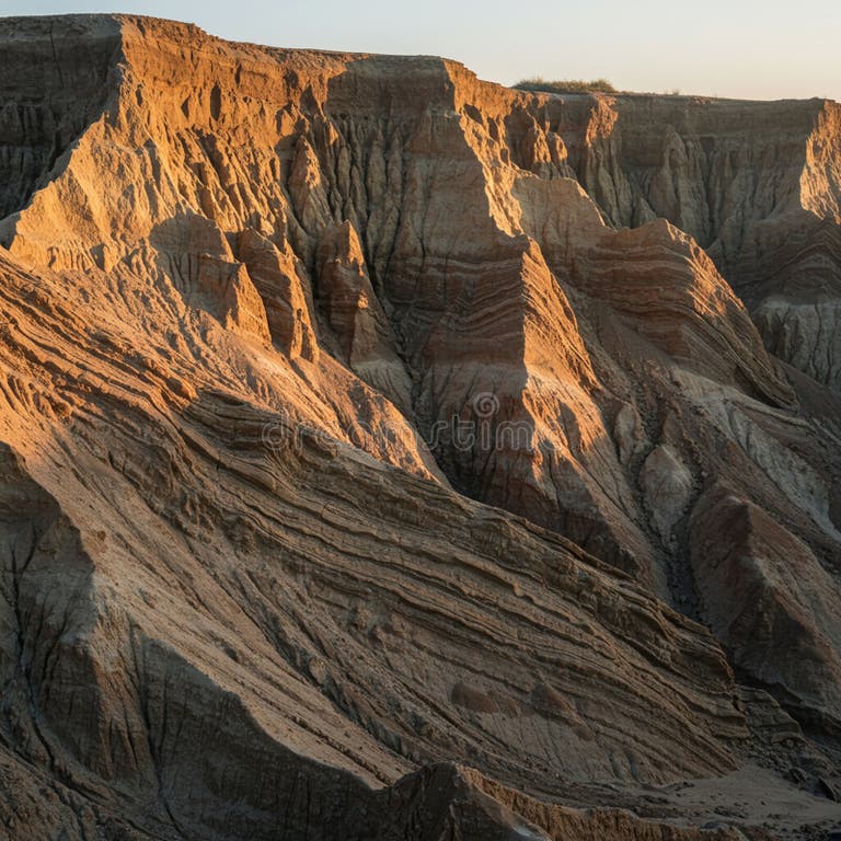 Eroded Rock Formations Characterized by Steep Cliffs and Layered ...