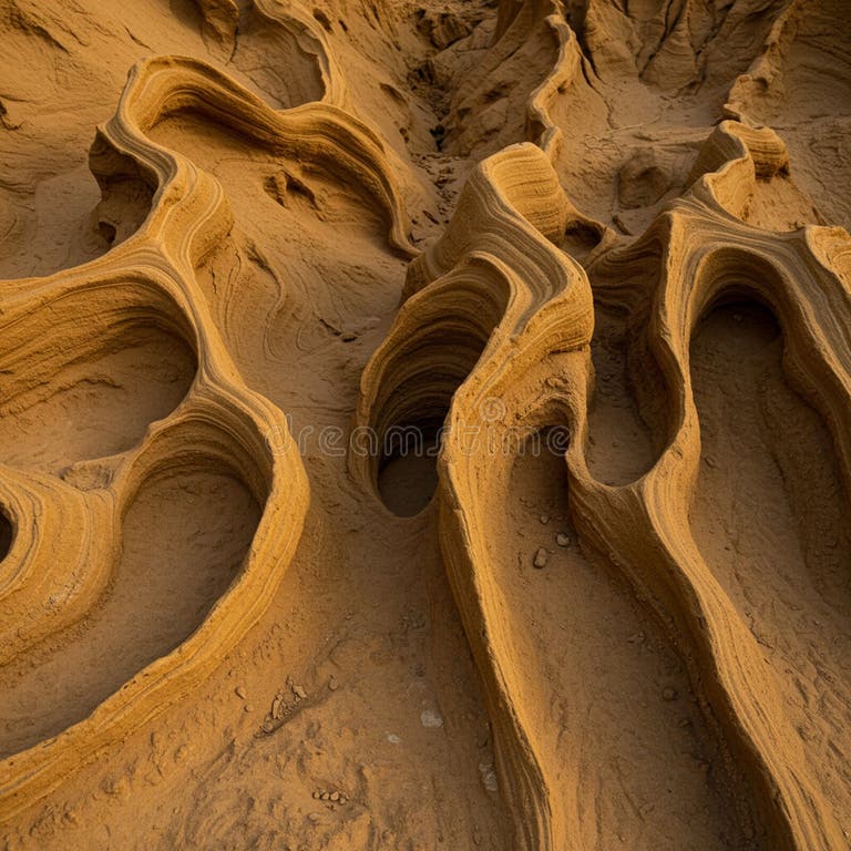 Eroded Sandstone Forms Intricate Patterns and Grooves on this Surface ...
