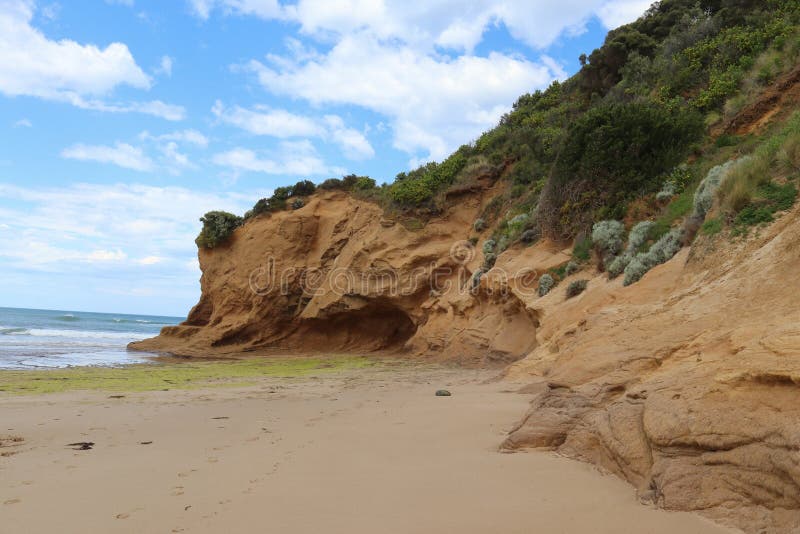 Eroding Bluffs and Limestone Cliffs at Urquhart Bluff Beach Stock Image ... Eroding Bluffs and Limestone Cliffs at Urquhart Bluff Beach Stock Image ...