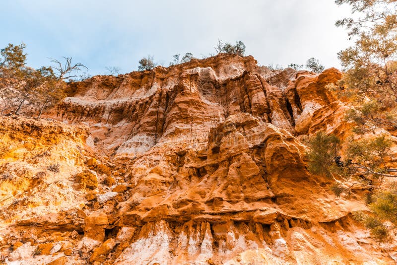 Eroding Orange Sandstone Cliffs. Stock Image - Image of geology, orange ...