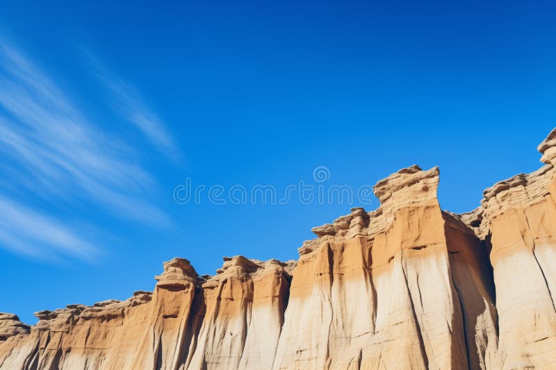 Eroding Sandstone Cliffs Against a Blue Sky Backdrop Stock Photo ...