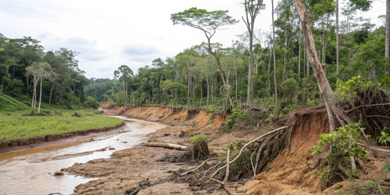 Erosion in the Amazonian Forest Stock Illustration - Illustration of ...