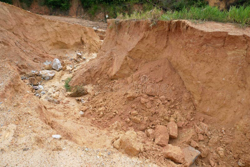 Erosion at Ground and Slopes is Caused by Rainfall. Stock Photo - Image ...
