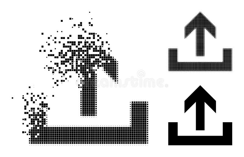 Erosion and Halftone Pixel Upload Icon Stock Vector - Illustration of ...