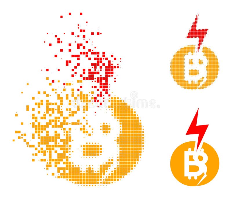 Erosion Pixelated Bitcoin Crash Icon with Halftone Version Editorial ... Erosion Pixelated Bitcoin Crash Icon with Halftone Version Editorial ...