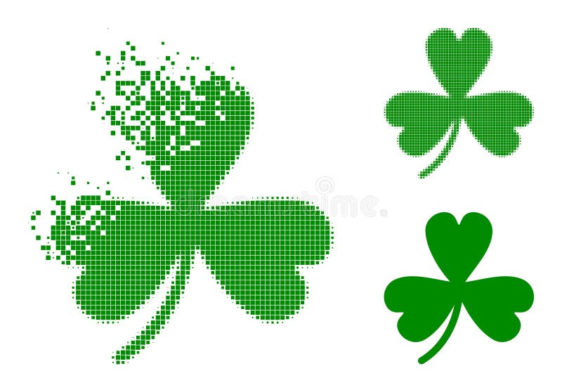 Erosion Pixelated Clover Leaf Glyph with Halftone Version Stock Vector ...