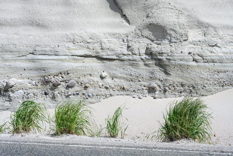 Erosion in Sandstone Rock Cliff, Tall Grasses at the Base, Patterns and ...