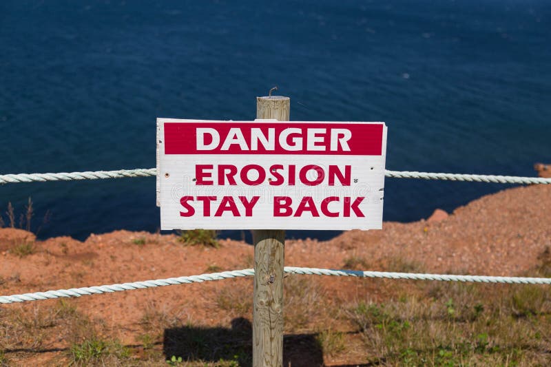 Erosion Stay Back Sign stock photo. Image of information - 44233352