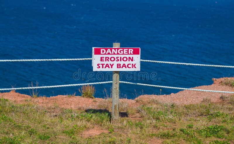Erosion Stay Back Sign stock image. Image of danger, message - 44233545