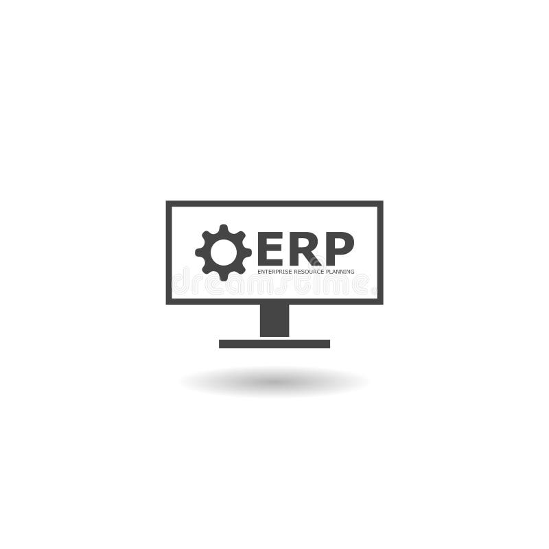 ERP, Enterprise Resource Planning Icon with Shadow Stock Vector ...