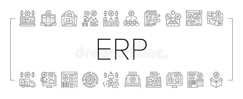 Erp Enterprise Resource Planning Icons Set Vector . Stock Vector ...