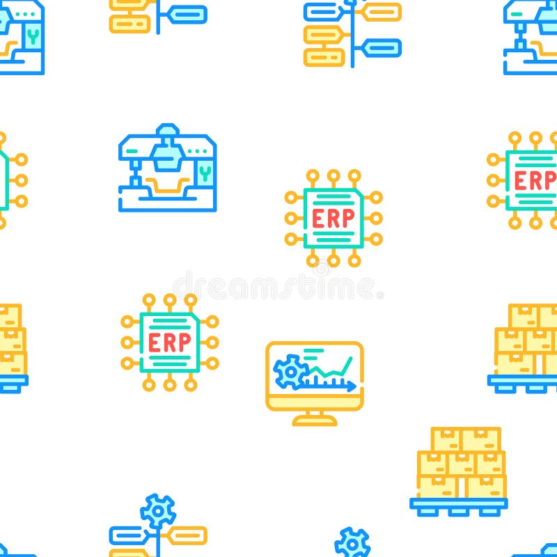 Erp Enterprise Resource Planning Icons Set Vector Stock Vector ...