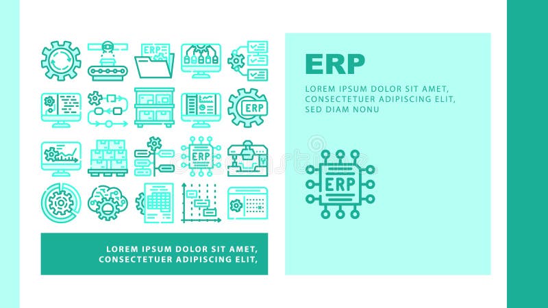 Erp Enterprise Resource Planning Landing Header Vector Stock Vector ...