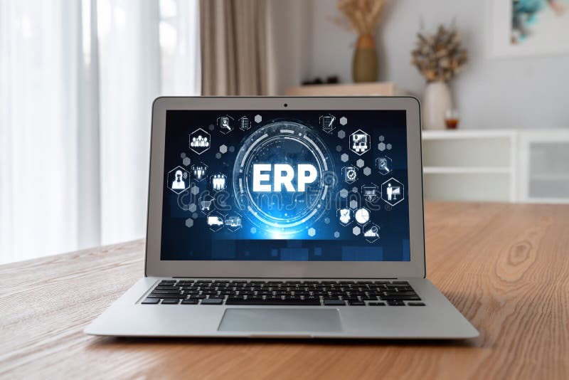 ERP Enterprise Resource Planning Software for Modish Business Stock Image - Image of desk, table ...
