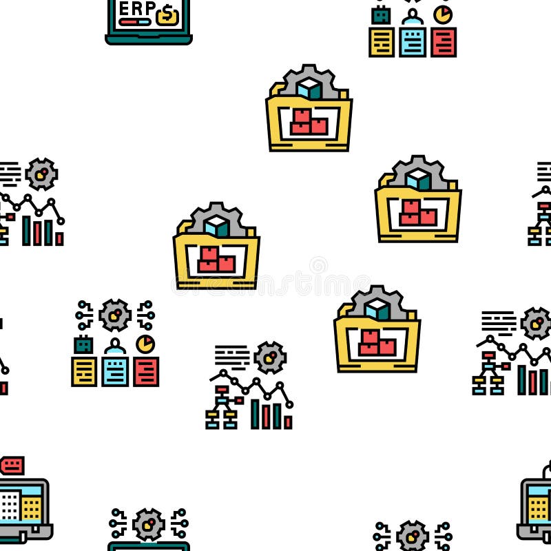 Erp Enterprise Resource Planning Vector Seamless Pattern Stock Vector ...