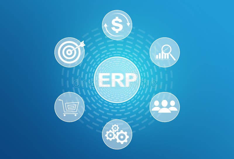 ERP and Icons on a Virtual Screen Stock Image - Image of strategy ...