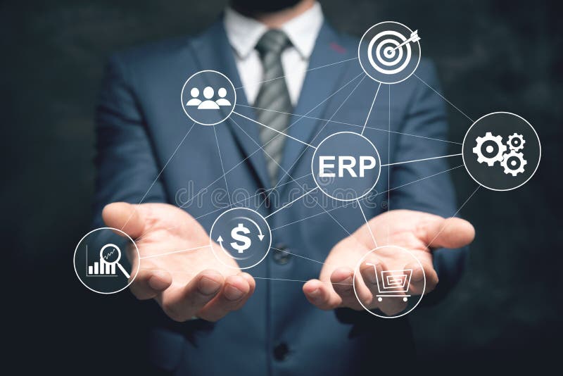 ERP and Icons on a Virtual Screen Stock Photo - Image of system, supply ...