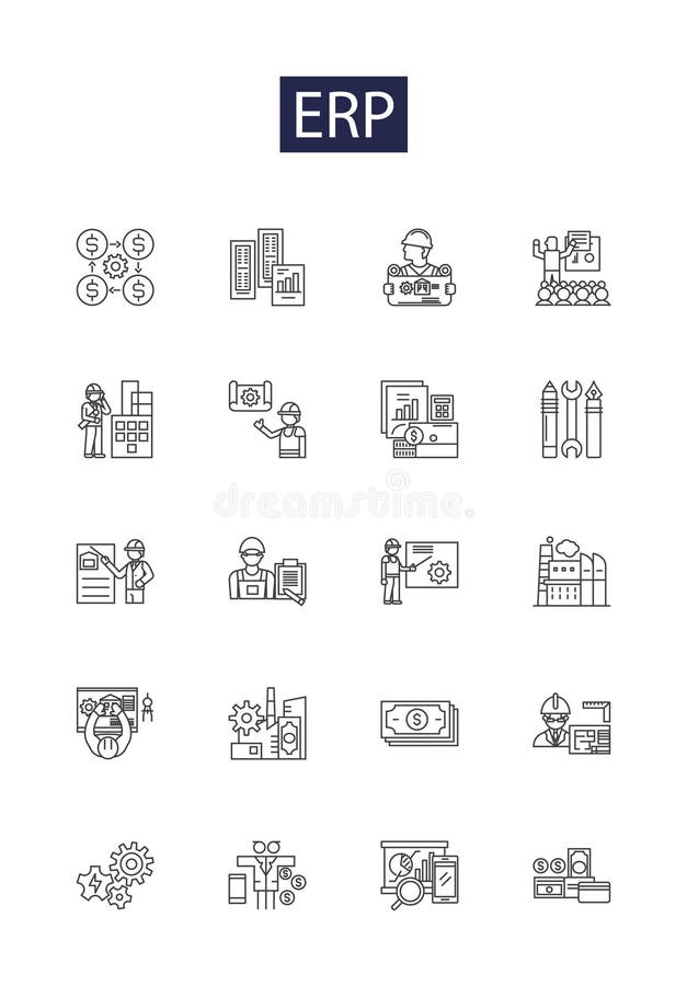 Erp Line Vector Icons and Signs. Resource, Planning, Module, System ... Erp Line Vector Icons and Signs. Resource, Planning, Module, System ...