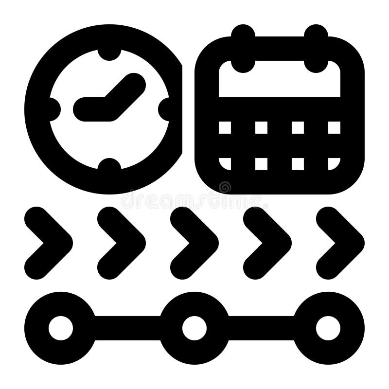 Time Tracking, Time Management Outline Icon Stock Vector - Illustration ...